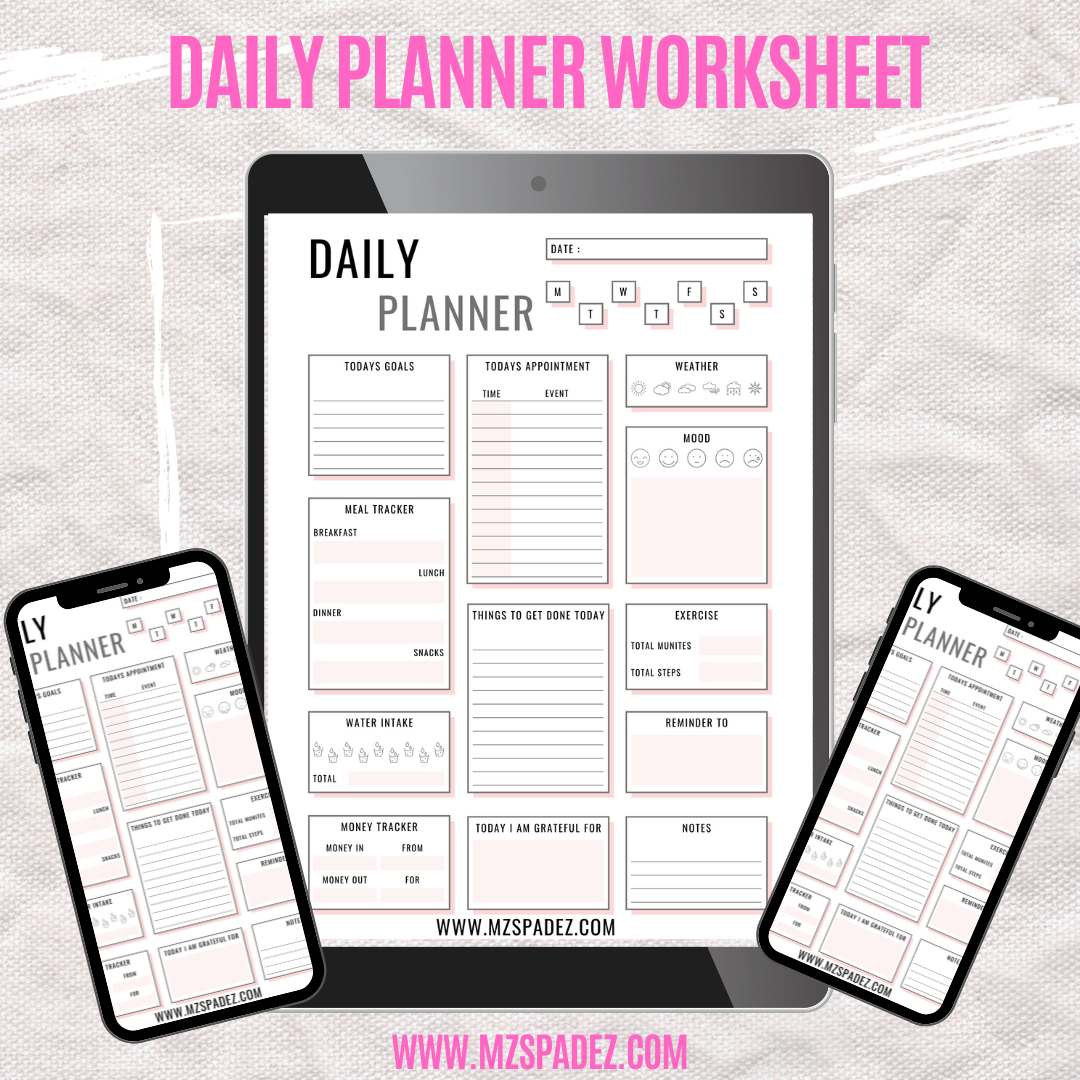 DAILY PLANNER WORKSHEET (FREE) – MzSpadez.com